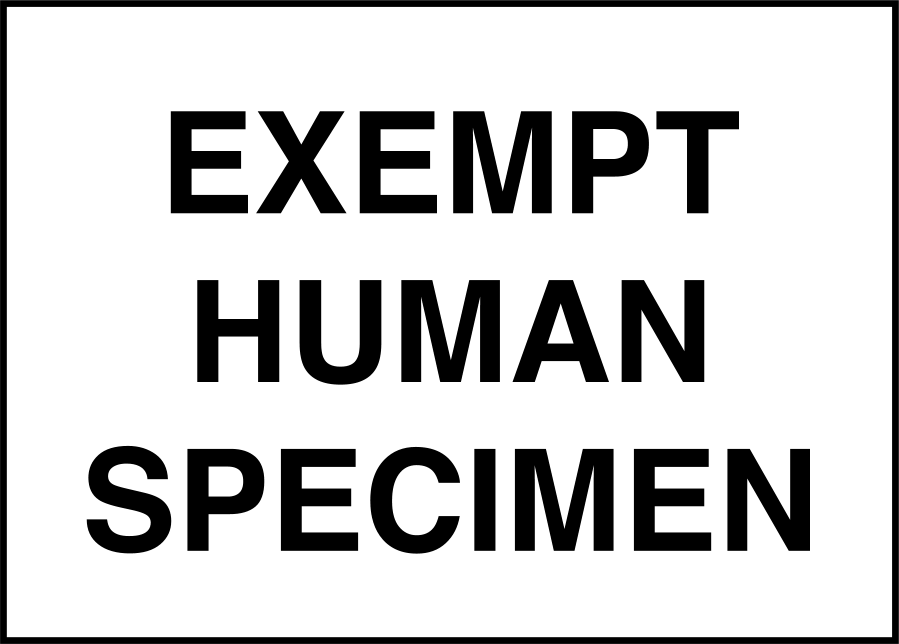 Exempt Human Specimen Label Intelsius UK